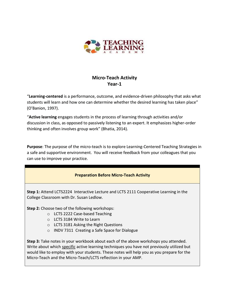 Micro teach Instructions Template Micro teach Instructions Template
