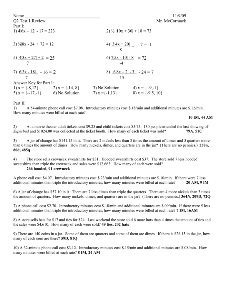 Name 11 9 09 Q2 Test 1 Review