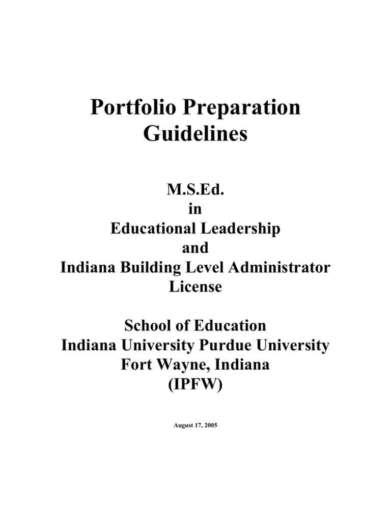 Portfolio Preparation Guidelines Portfolio Preparation Guidelines