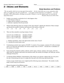 Average Atomic Mass Worksheet – Solutions