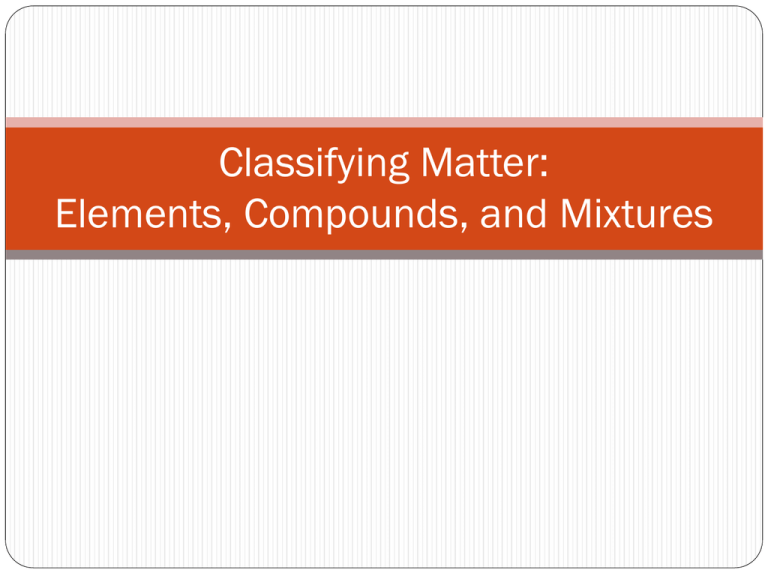 Classifying Matter Elements Compounds And Mixtures