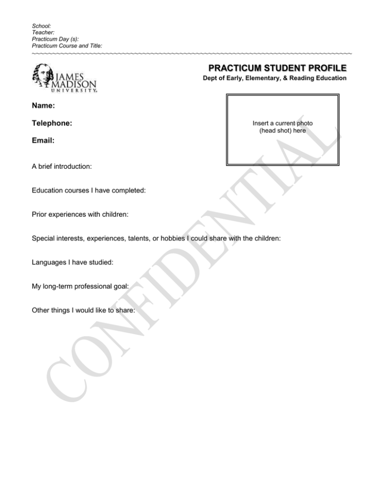 PRACTICUM STUDENT PROFILE