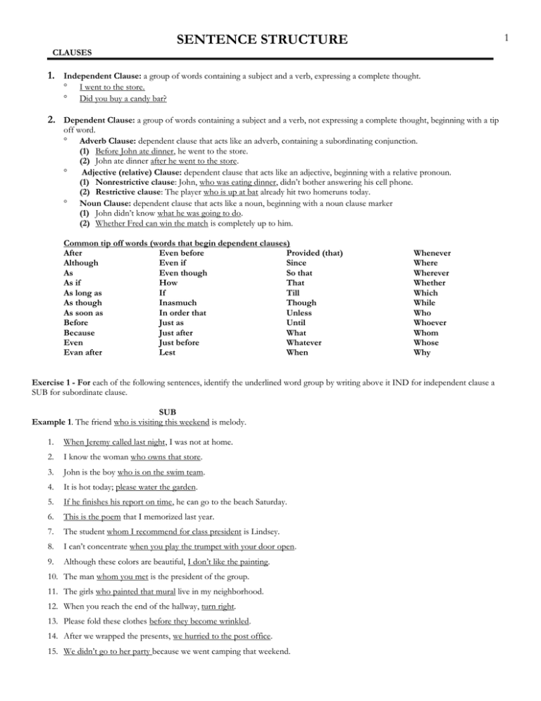 SENTENCE STRUCTURE 1 1 2 