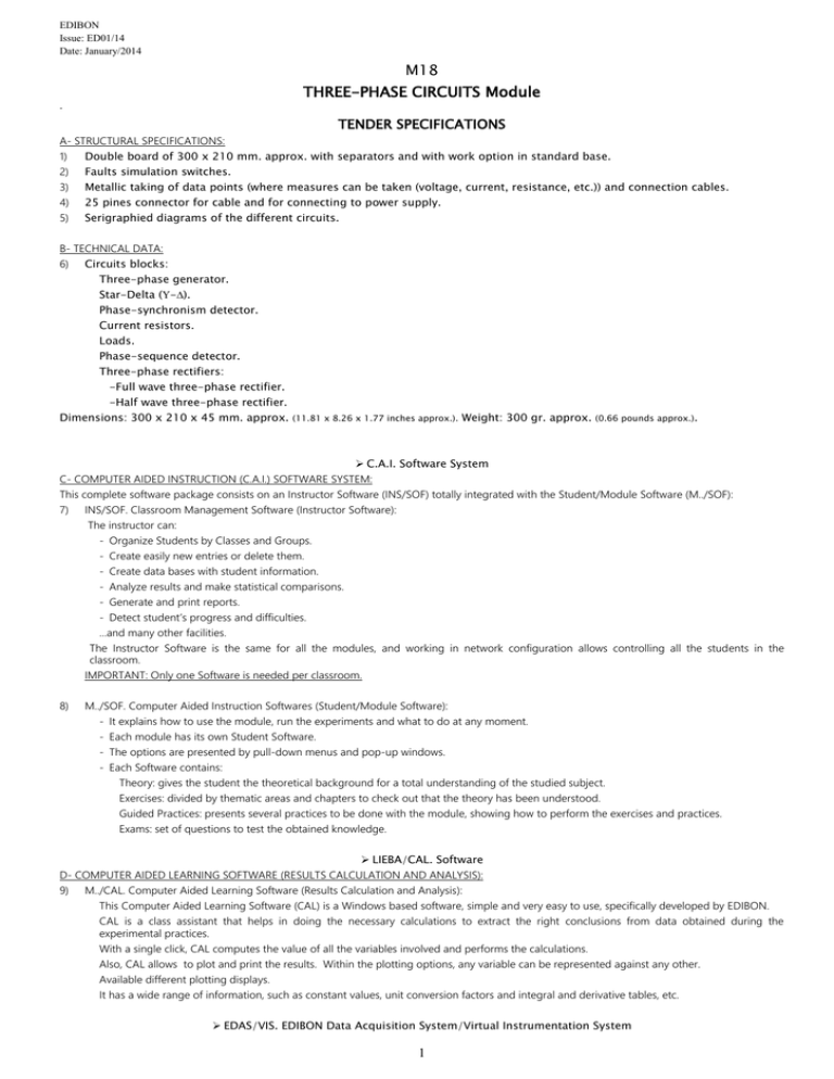 M18 THREE-PHASE CIRCUITS Module TENDER SPECIFICATIONS