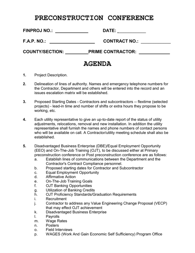 PRECONSTRUCTION CONFERENCE