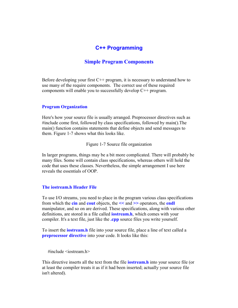 C Programming Simple Program Components