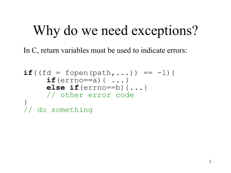 Why Do We Need Exceptions If