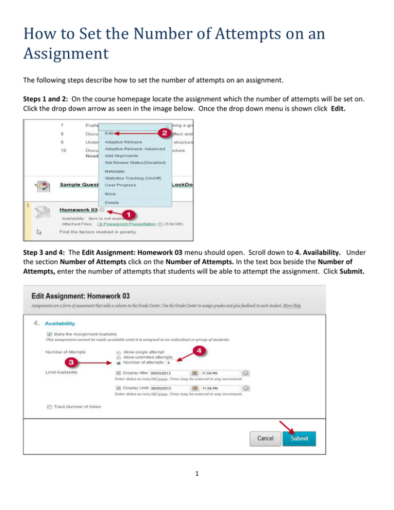 How To Set The Number Of Attempts On An Assignment How To Set The Number Of Attempts On An Assignment