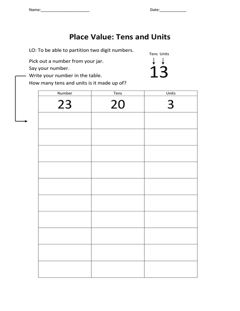 13 Place Value Tens And Units
