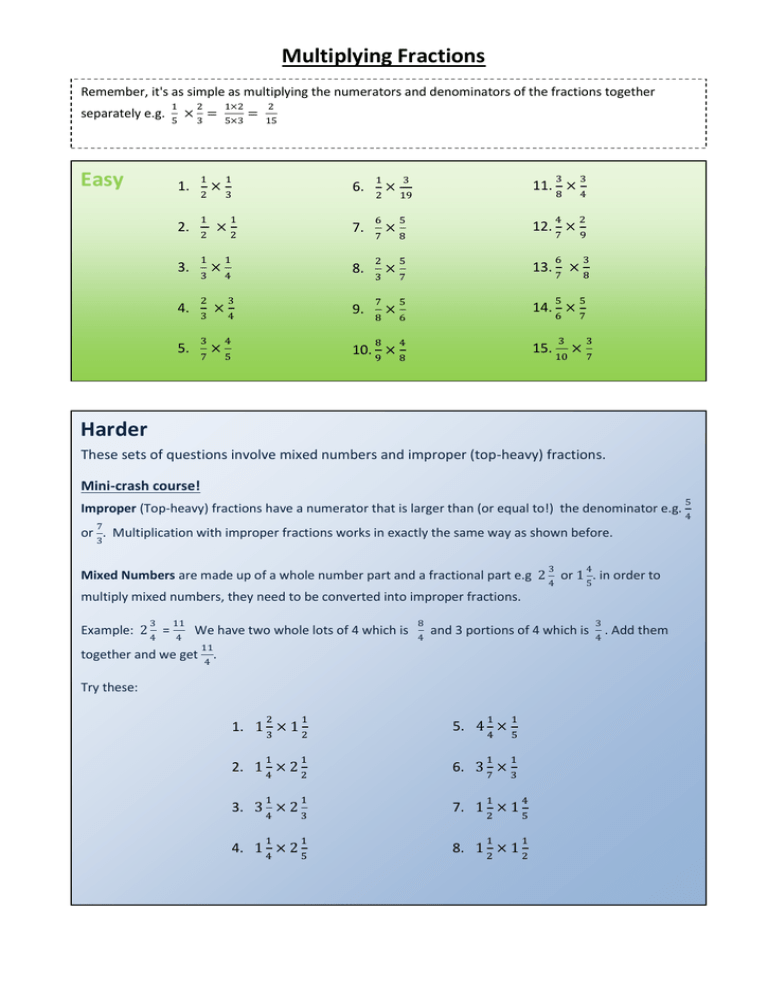 Multiplying Fractions