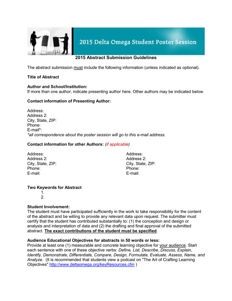 2015 Abstract Submission Guidelines