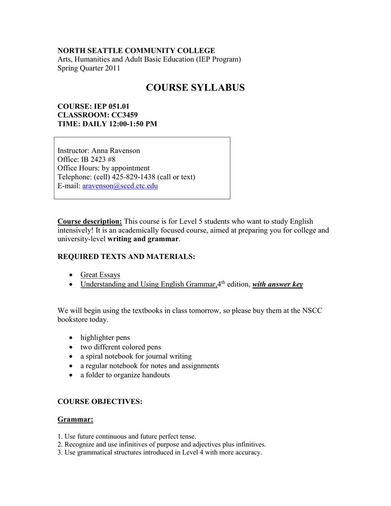 COURSE SYLLABUS