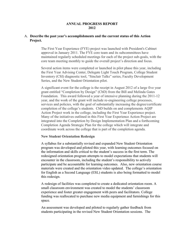 ANNUAL PROGRESS REPORT 2012