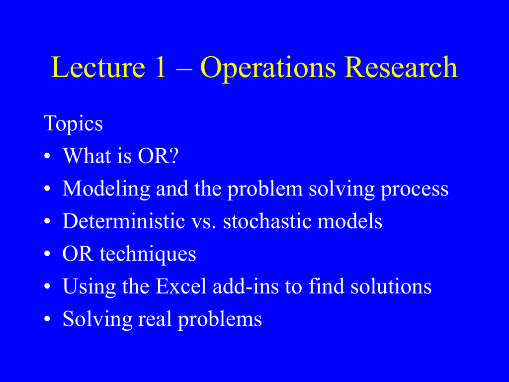 Operational Research Models Amerivica