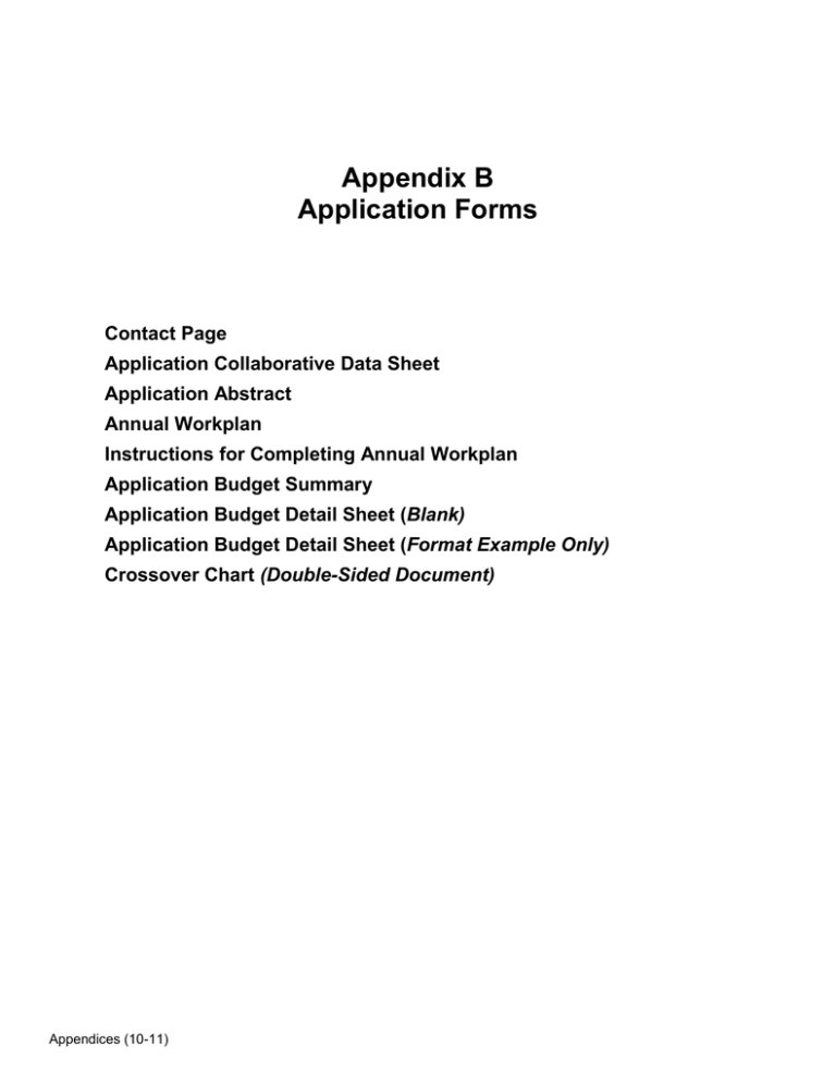 Appendix B Application Forms Appendix B Application Forms