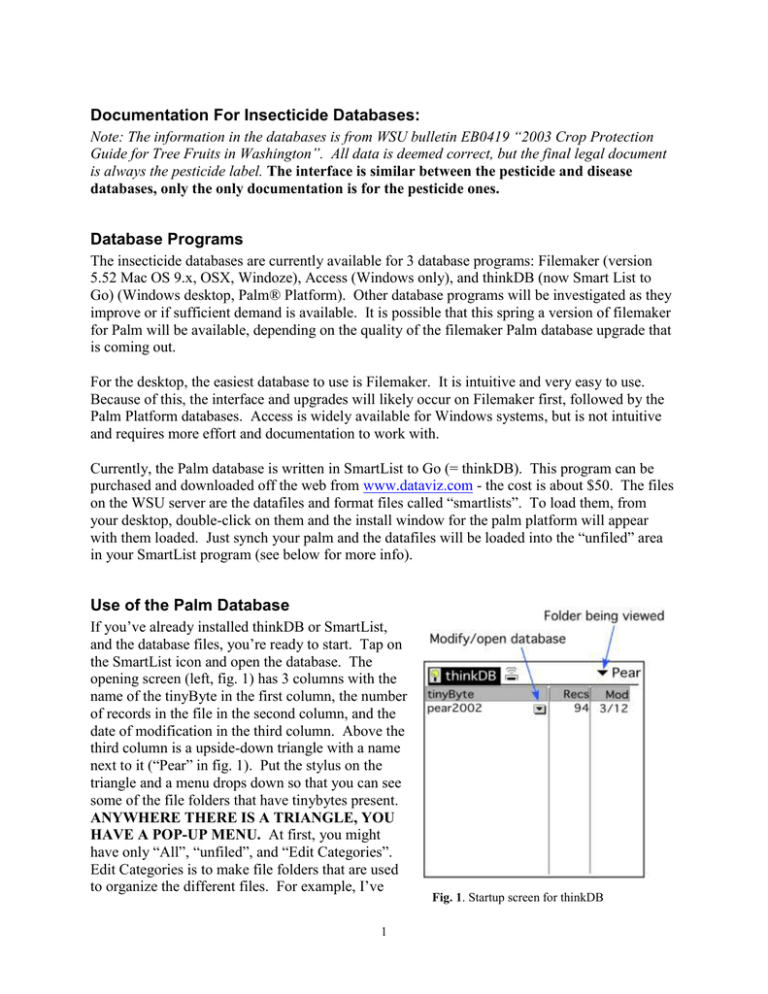 Documentation For Insecticide Databases 