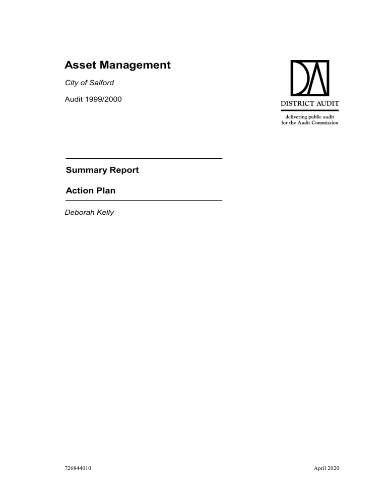 Asset Management Summary Report Action Plan City Of Salford