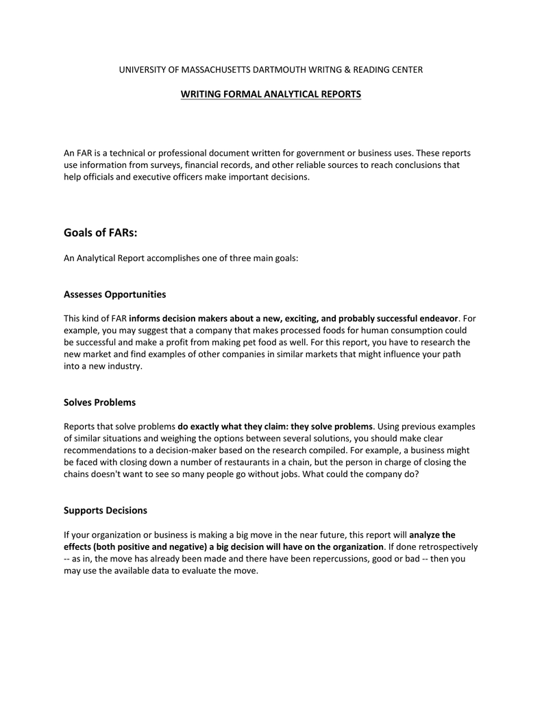  Formal Analytical Report The Formal Analytical Report 2019 03 02