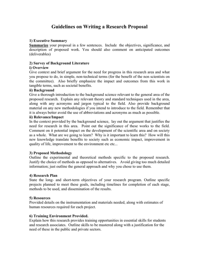 Guidelines On Writing A Research Proposal Guidelines On Writing A Research Proposal