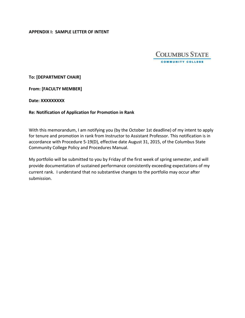 Letter Of Intent For Application