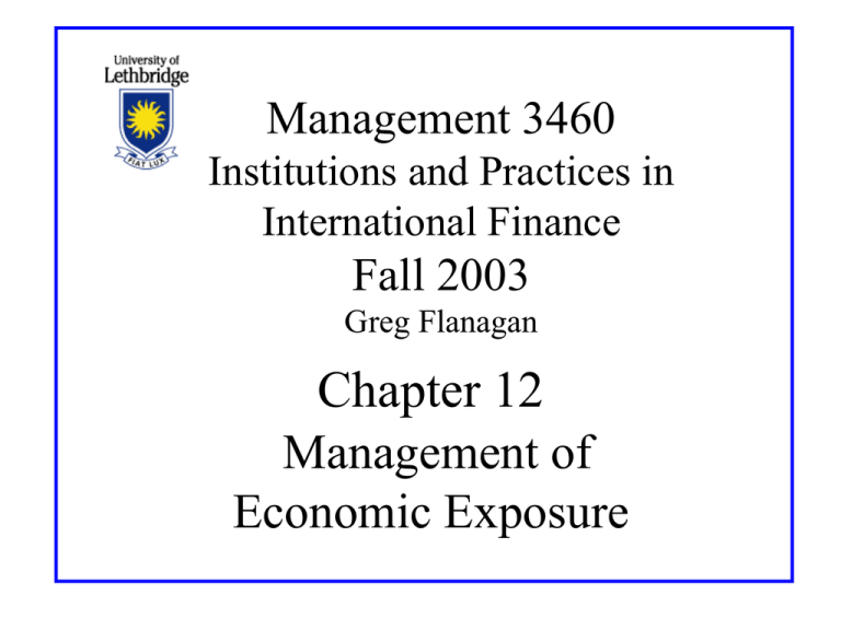 Chapter 12 Management Of Economic Exposure Management 3460
