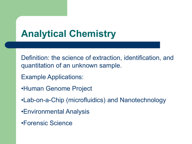 Analytical Chemistry Analytical Chemistry