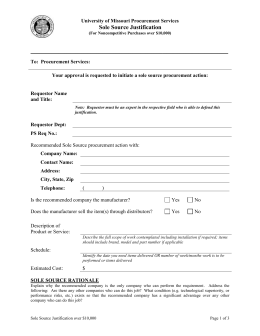 Sole Single Source Purchases And Justification Form