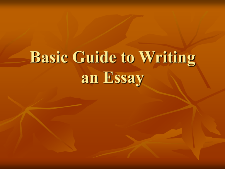 Basic Guide To Writing An Essay