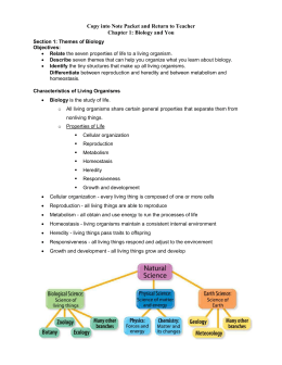 Worksheet: Unifying Themes of Biology