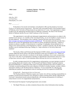 Offer Letter Research Faculty Assistant Professor