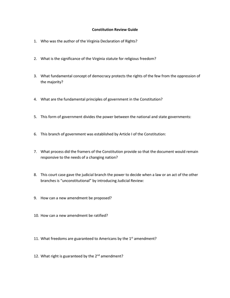 Constitution Review Guide