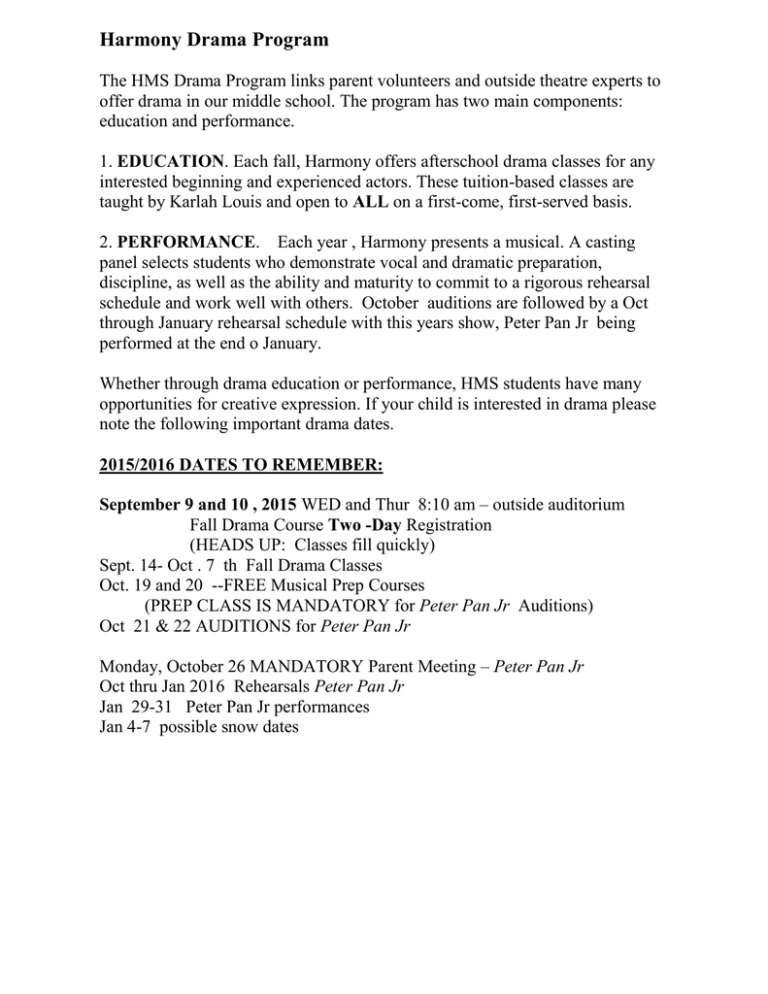 Harmony Drama Program