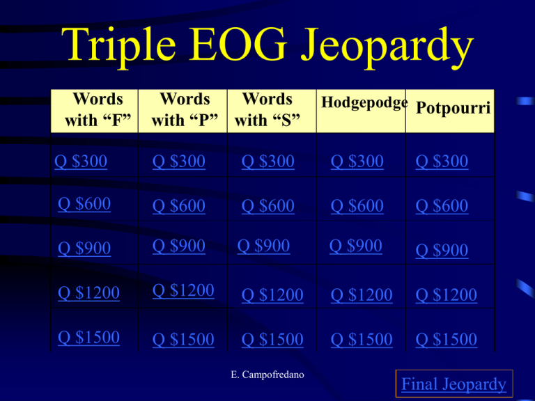 Triple EOG Jeopardy