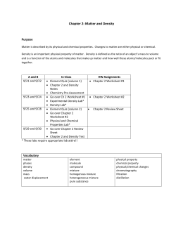 Matter, Pure Substances, & Mixtures Quiz Review