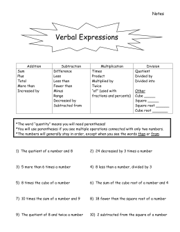 translating key words and phrases into algebraic expressions