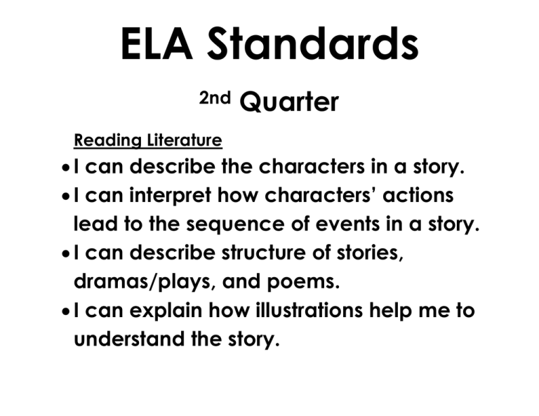 ELA Standards Quarter ELA Standards Quarter