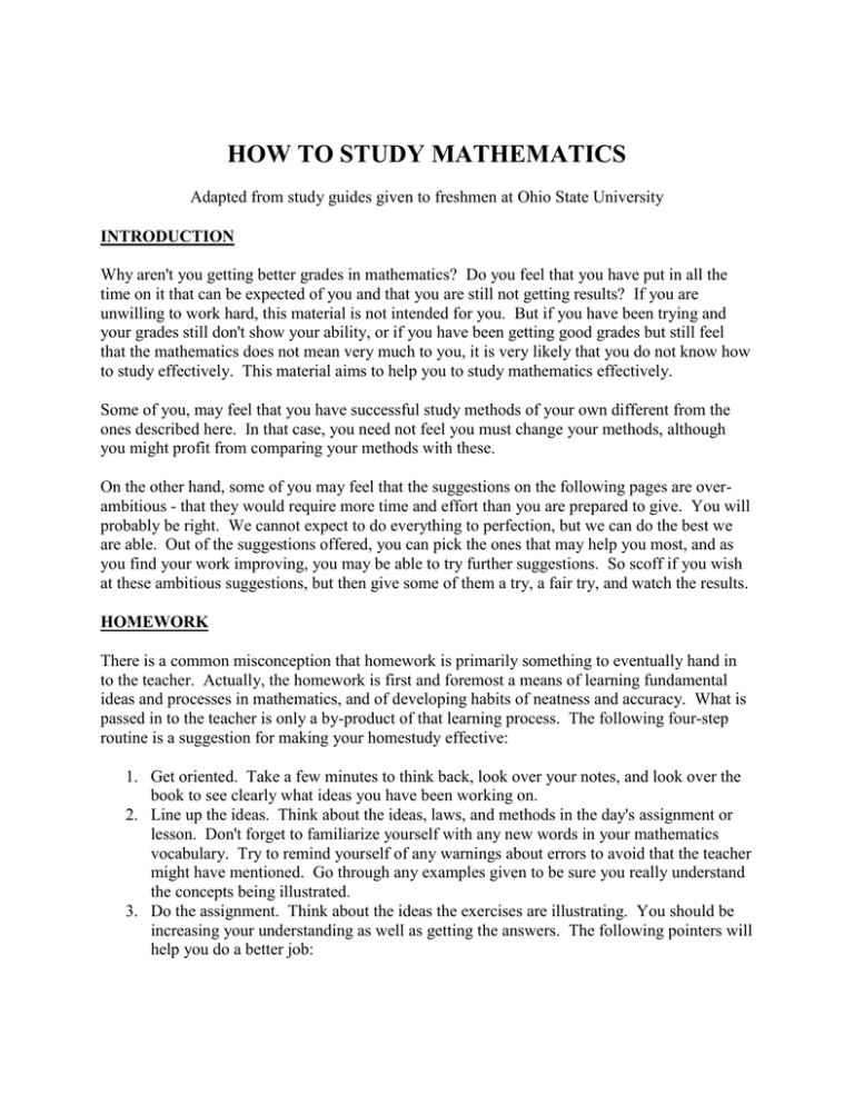 HOW TO STUDY MATHEMATICS