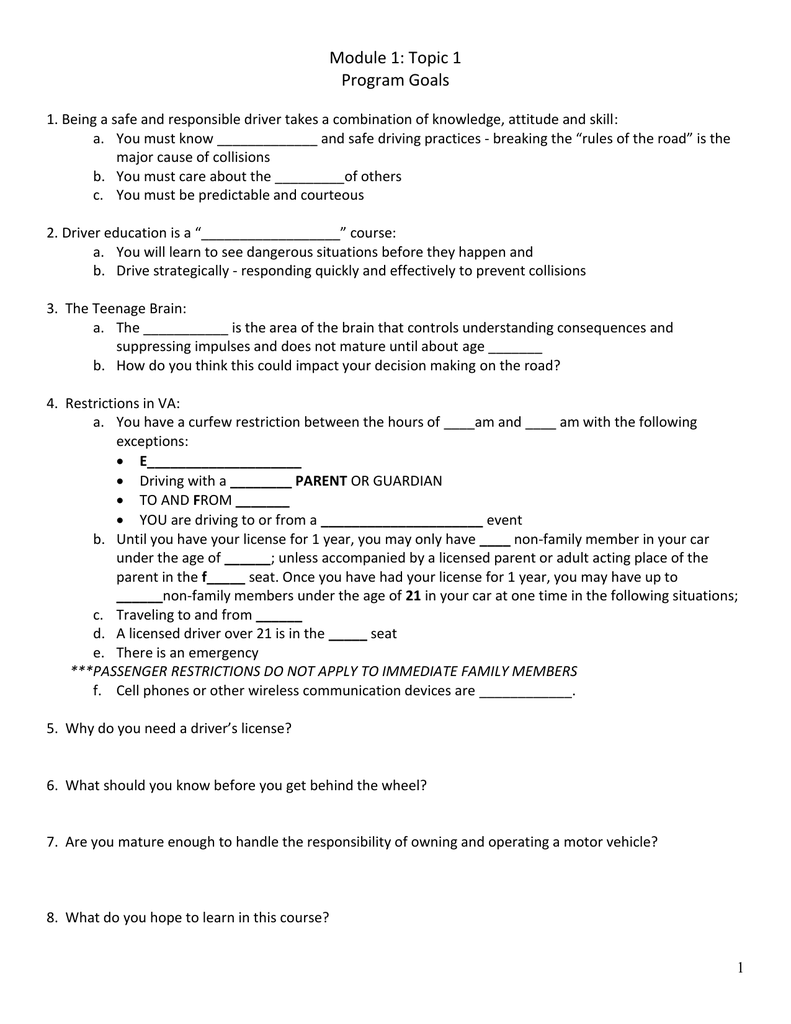  Drivers Ed Module 1 Drivers Ed Module 1 2022 10 09