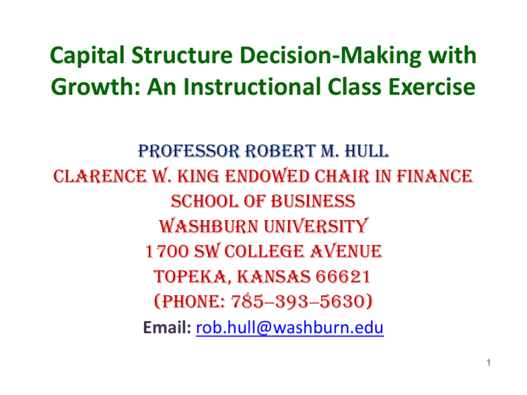 Capital Structure Decision Making With Growth An Instructional Class Capital Structure Decision Making With Growth An Instructional Class