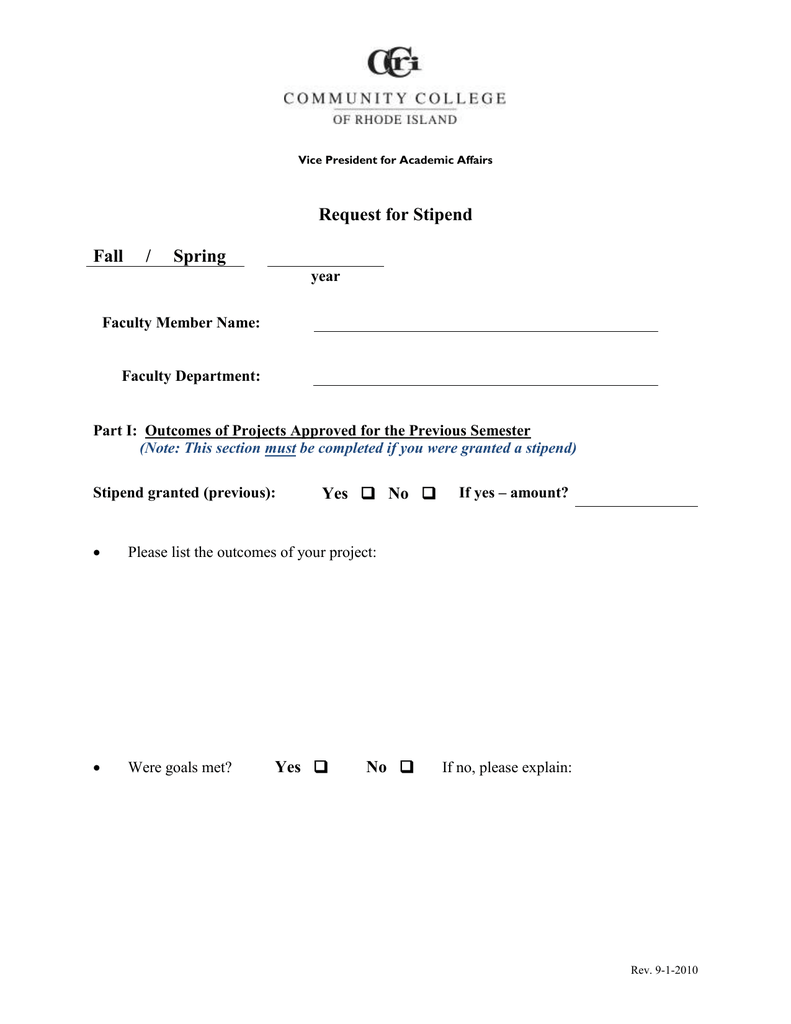 Re For Stipend