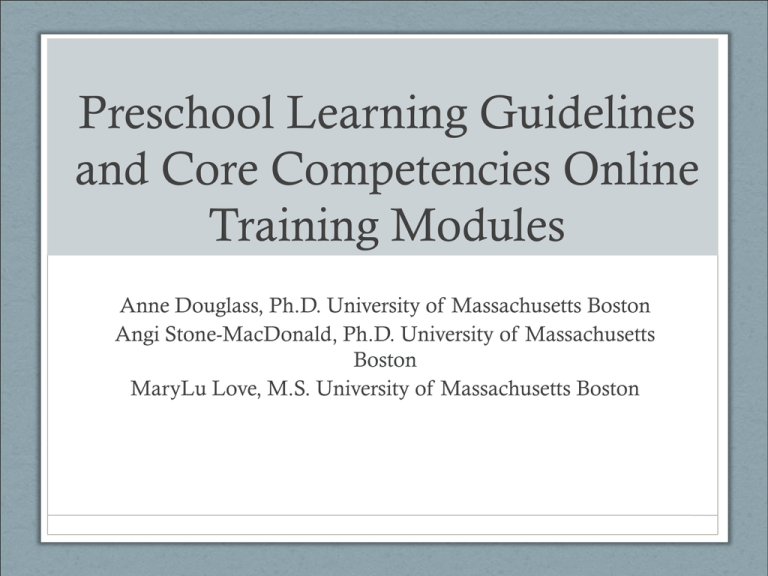 Preschool Learning Guidelines And Core Competencies Online Training Modules