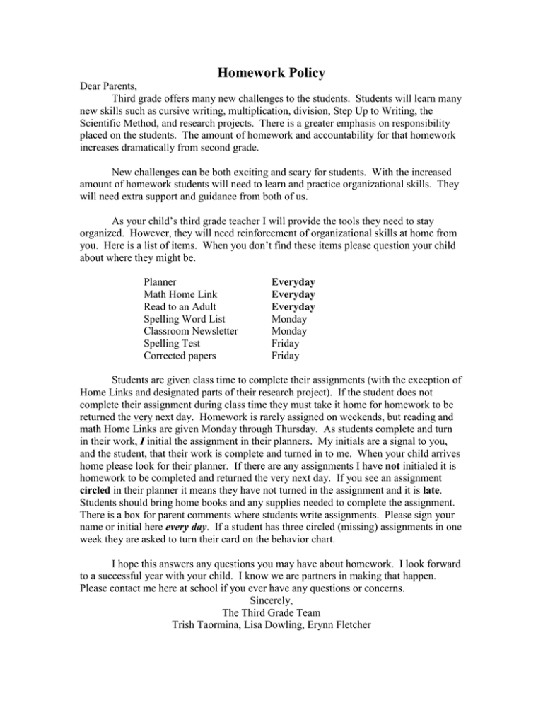Homework Policy