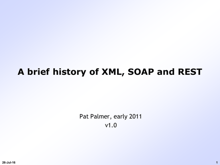 A Brief History Of XML SOAP And REST V1 0 26 Jul 16