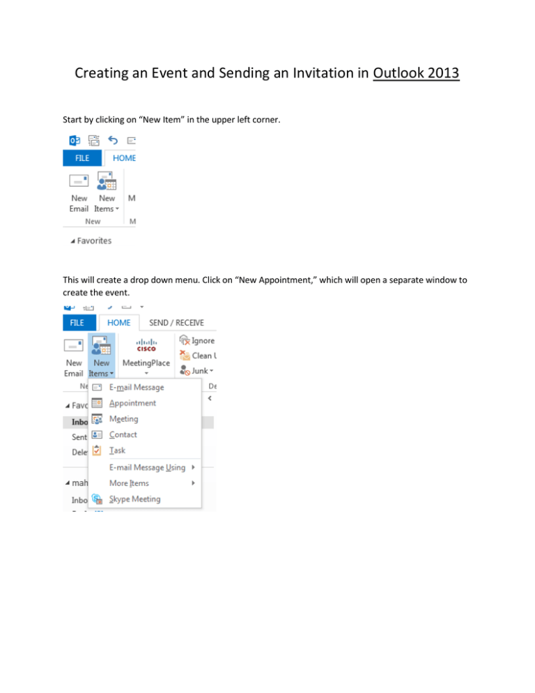 Creating An Event And Sending An Invitation In Outlook 2013