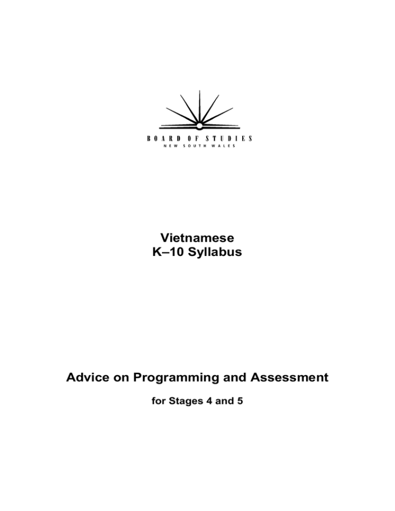 Vietnamese 10 Syllabus K