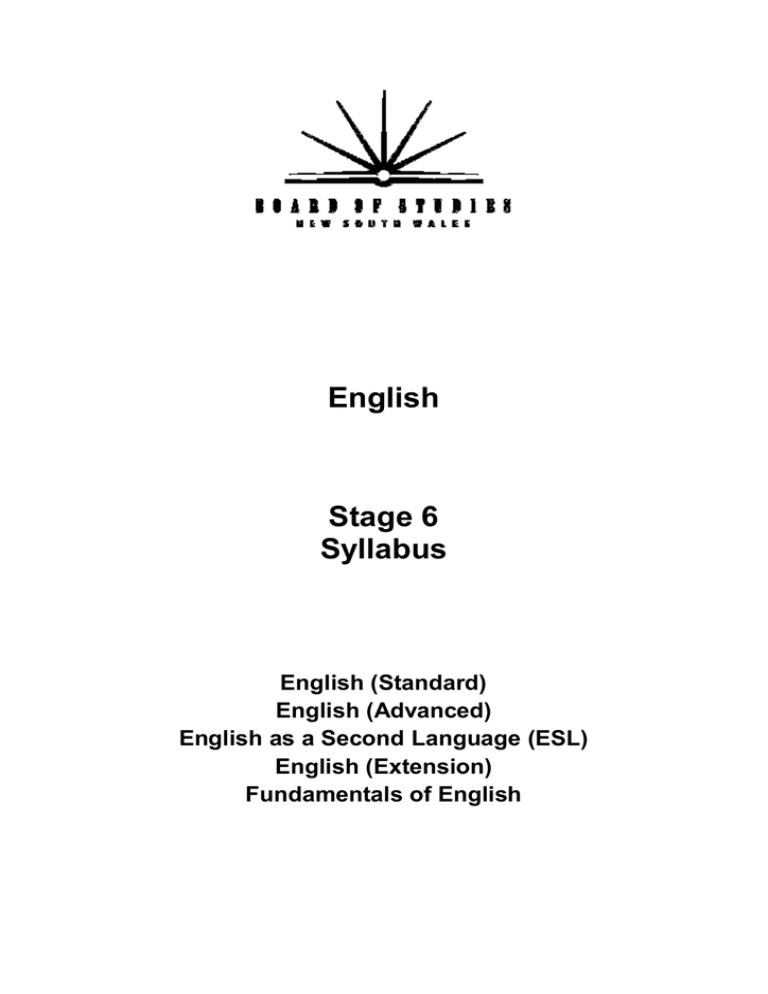English Stage 6 Syllabus
