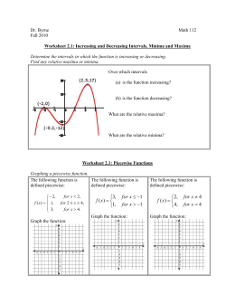 Worksheet Piecewise Functions