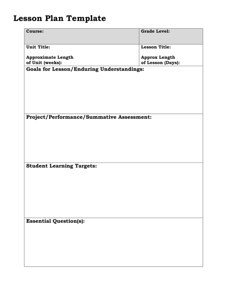 Lesson Plan Template