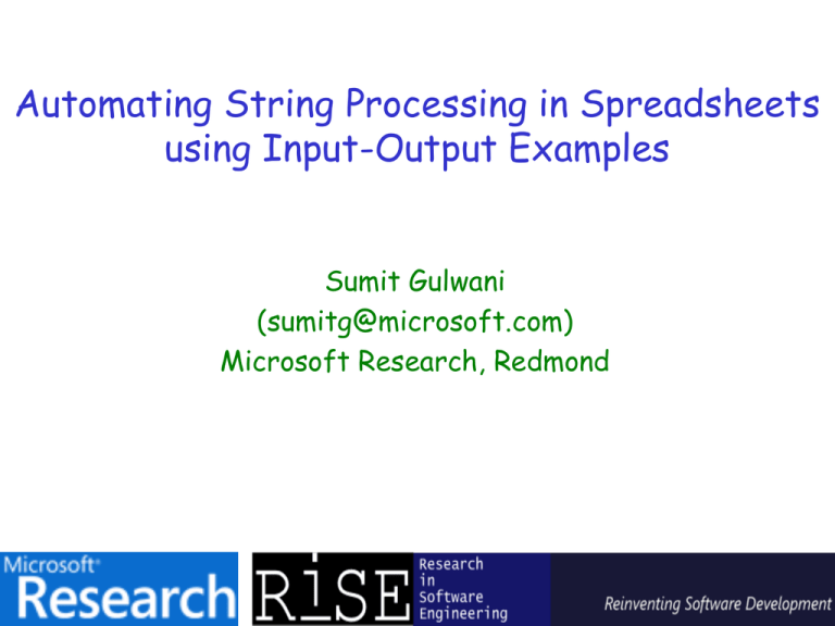 Automating String Processing In Spreadsheets Using Input Output 