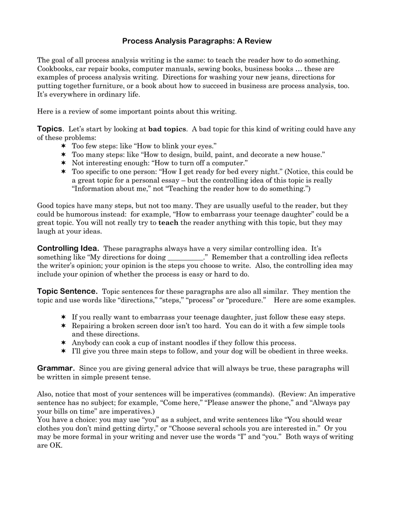  How To Write A Process Analysis Paragraph Process Analysis Paragraph 